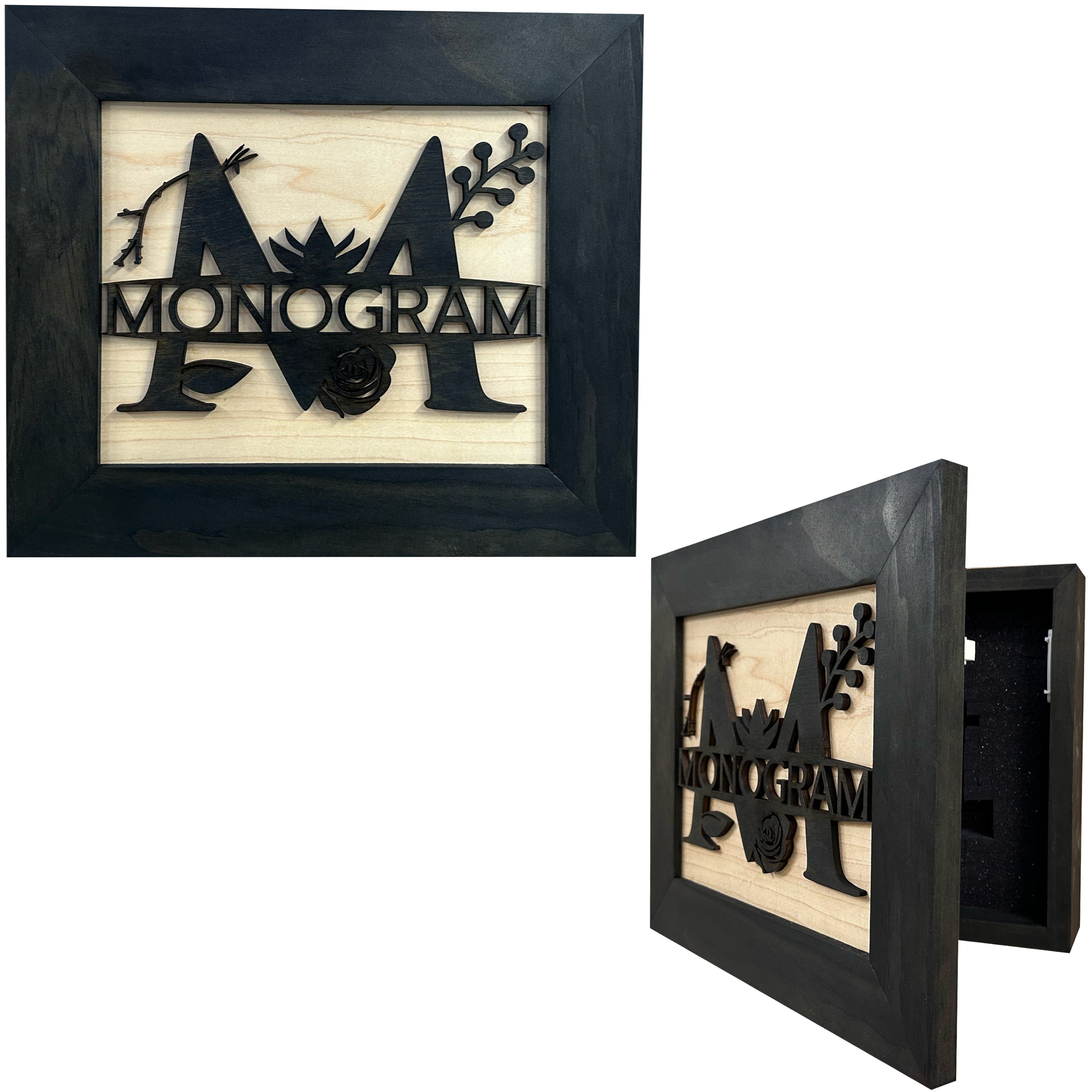 Personalized Monogrammed Last Name Hidden Gun Cabinet In Wall or On Wa ...